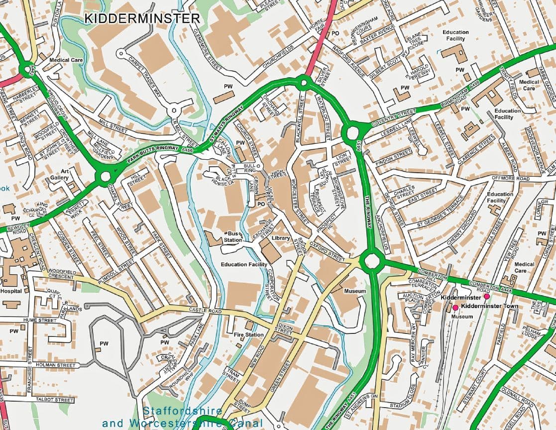 Kidderminster Street Map