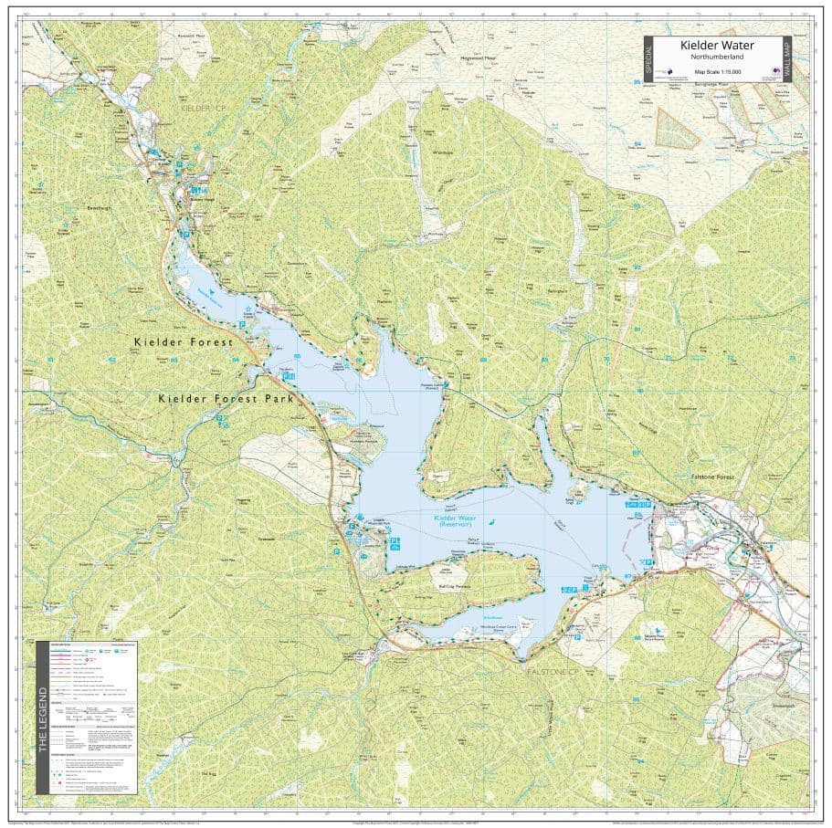 Kielder Water - Wall Map - 1 15 000 - The Map Centre Press
