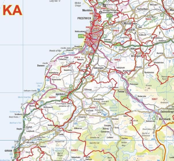 Kilmarnock - KA - Postcode Sector Wall Map
