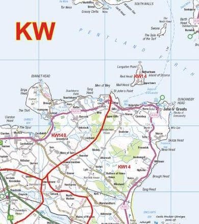 Kirkwall - KW - Postcode Sector Wall Map