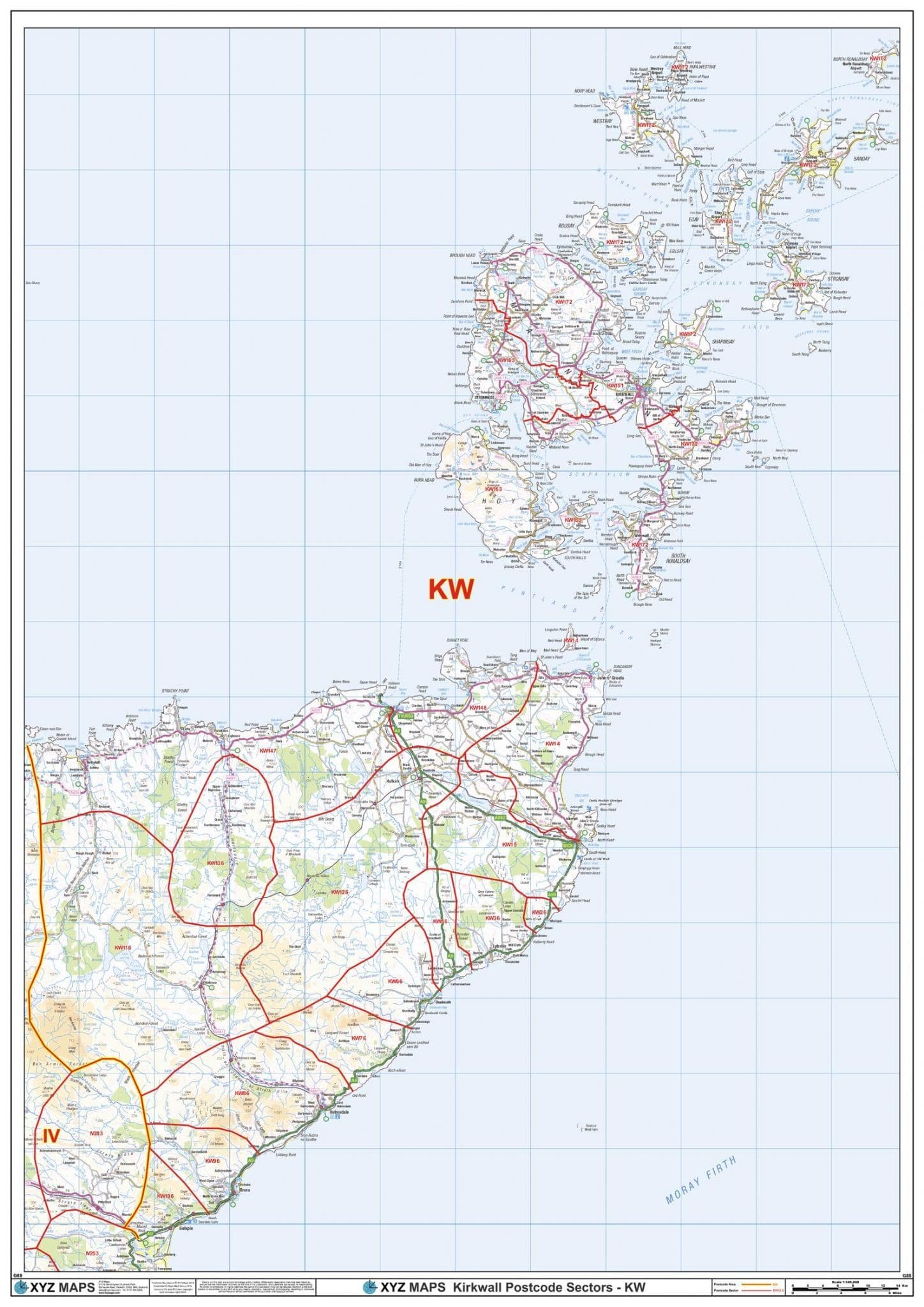 Kirkwall - KW - Postcode Sector Wall Map