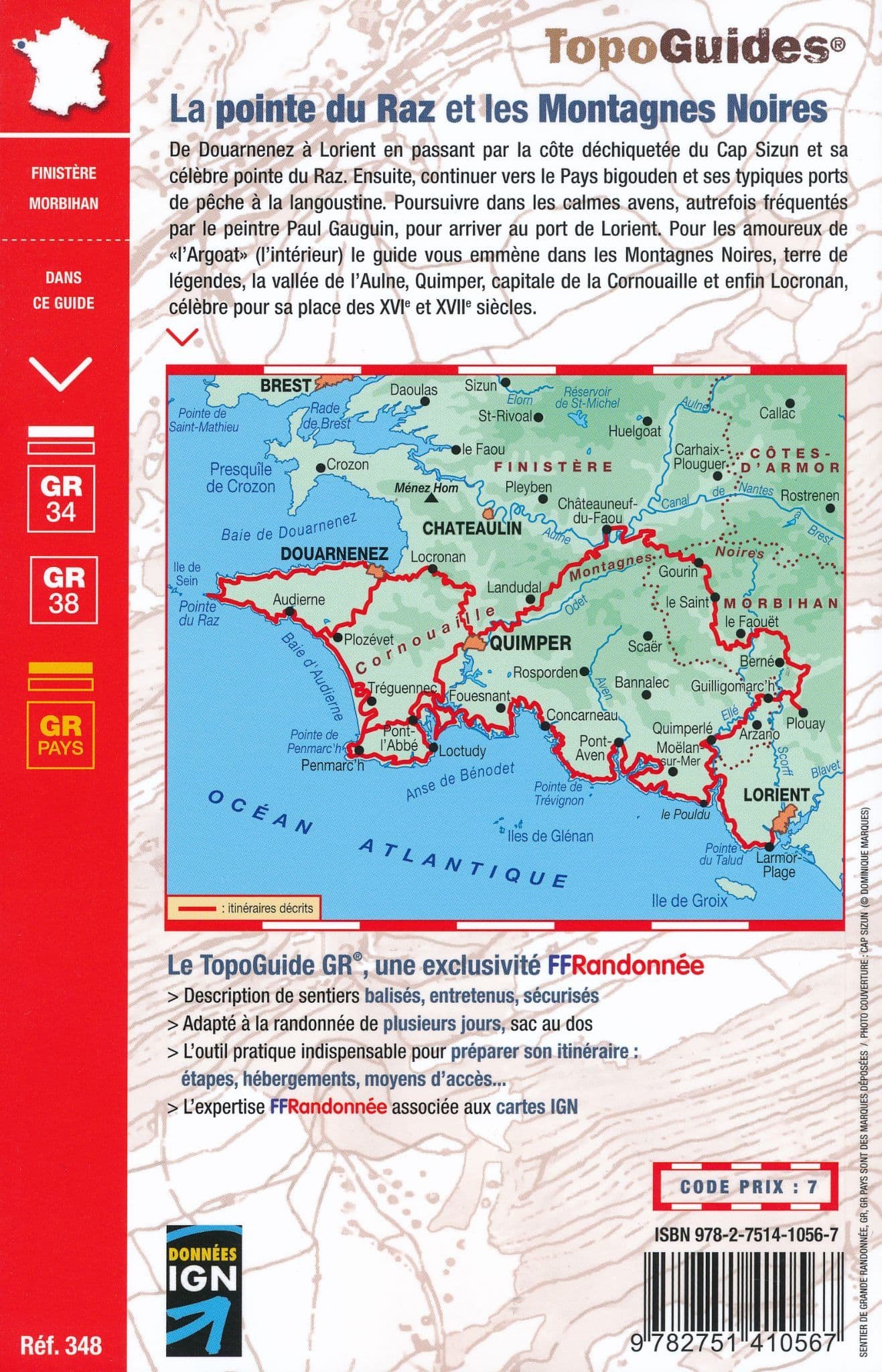 La pointe du Raz les Montagnes Noires GR34 38 Topo Guide 348
