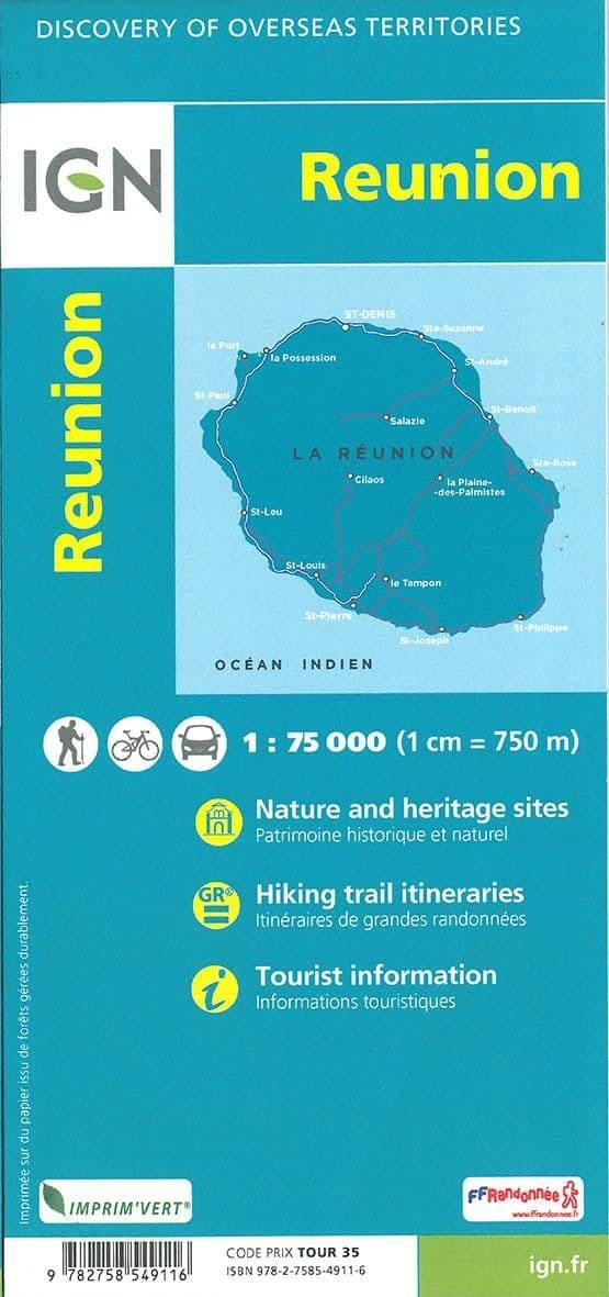 La Reunion Tourist Map - IGN