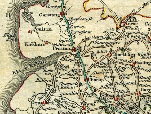 Lancashire County Map by John Cary 1790 - Reproduction