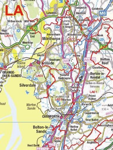 Lancaster - LA - Postcode Sector Wall Map