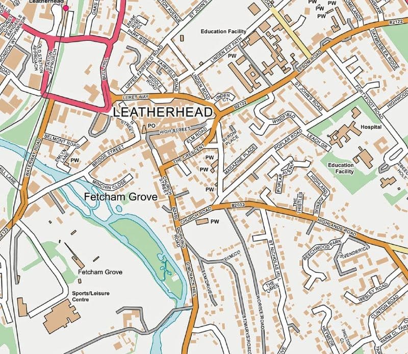 Leatherhead Street Map 2022
