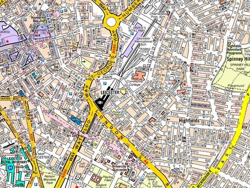 Leicester A Z Wall Map