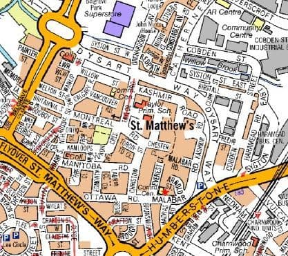 Leicester City Centre A-Z Street Wall Map