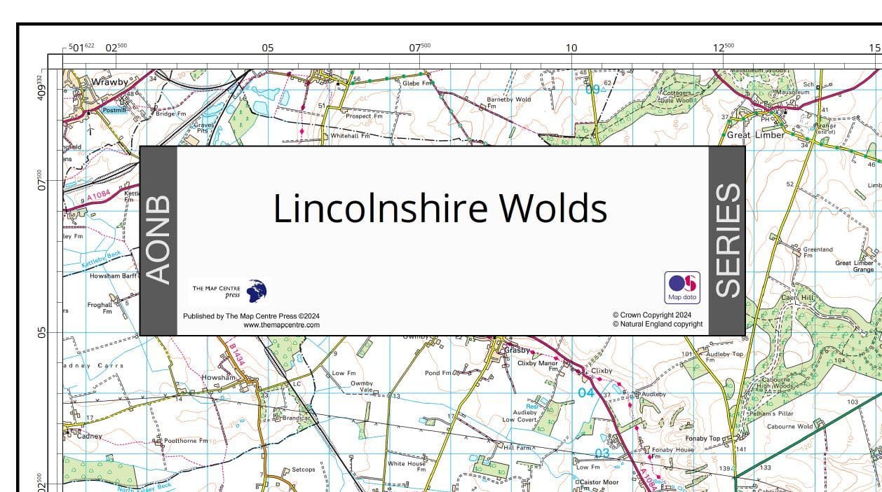 Lincolnshire Wolds - AONB Wall Map - 2024
