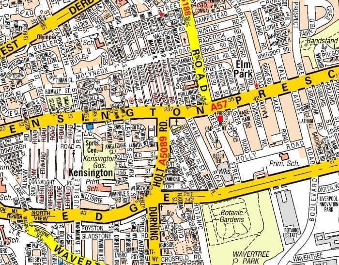 Liverpool A Z Wall Map