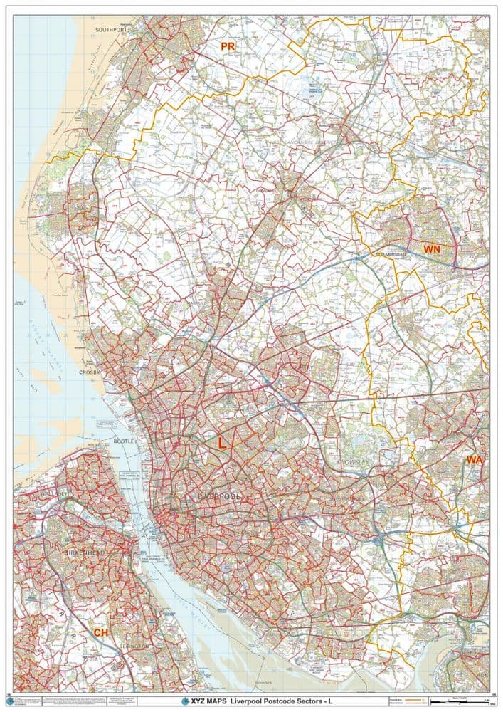 Liverpool - L - Postcode Sector Wall Map