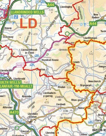 Llandrindod Wells - LD - Postcode Sector Wall Map