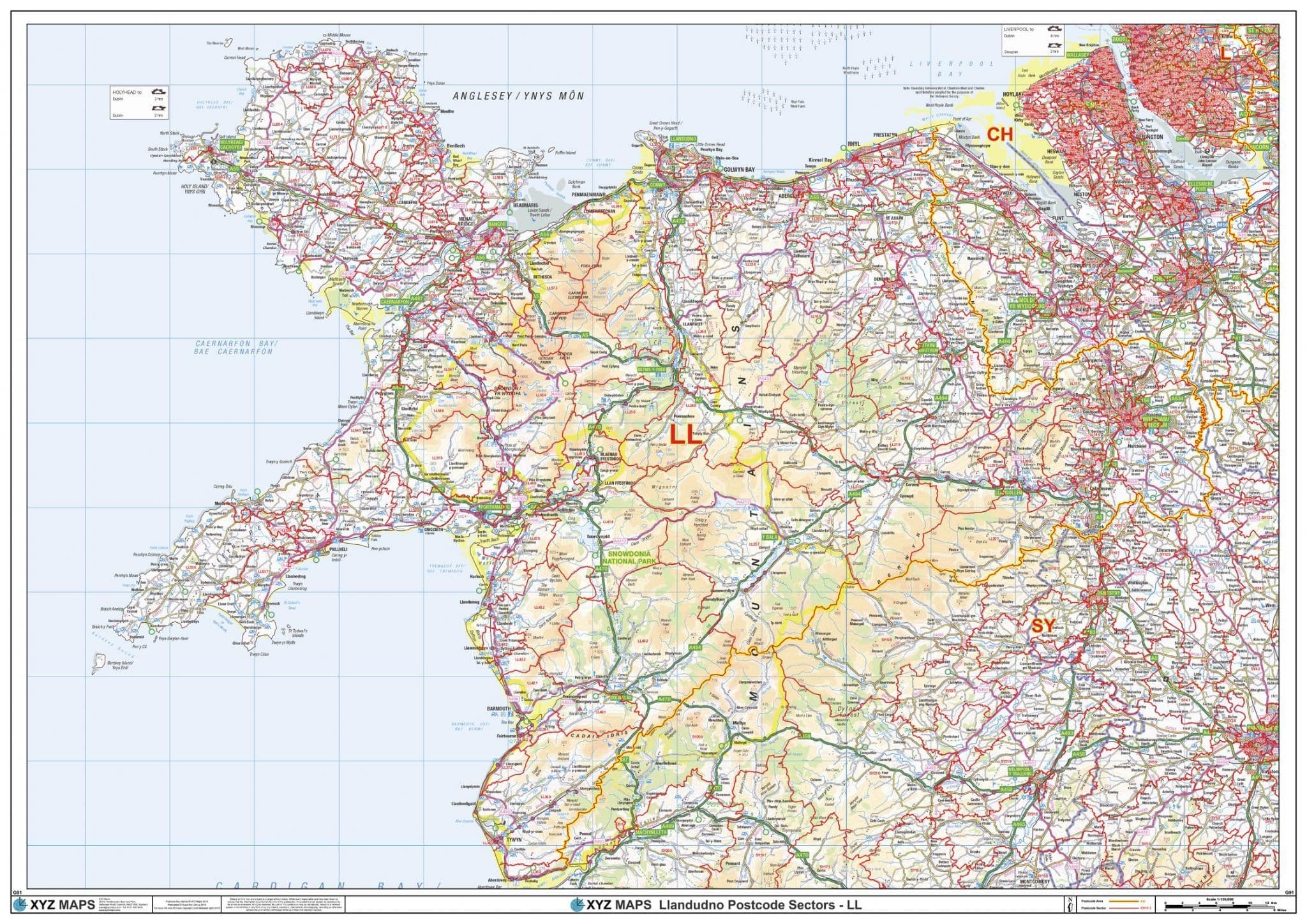 Llandudno - LL - Postcode Sector Wall Map
