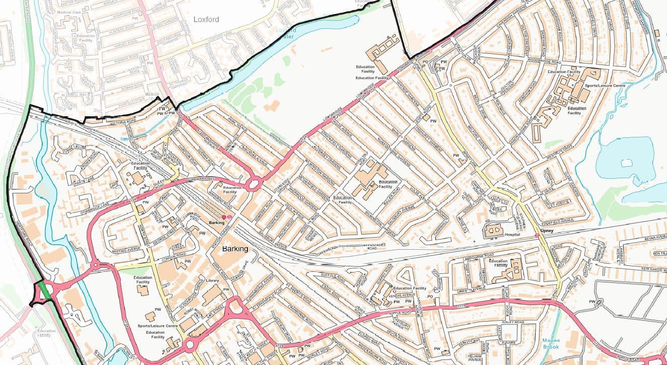 London Borough of Barking & Dagenham - Street Map