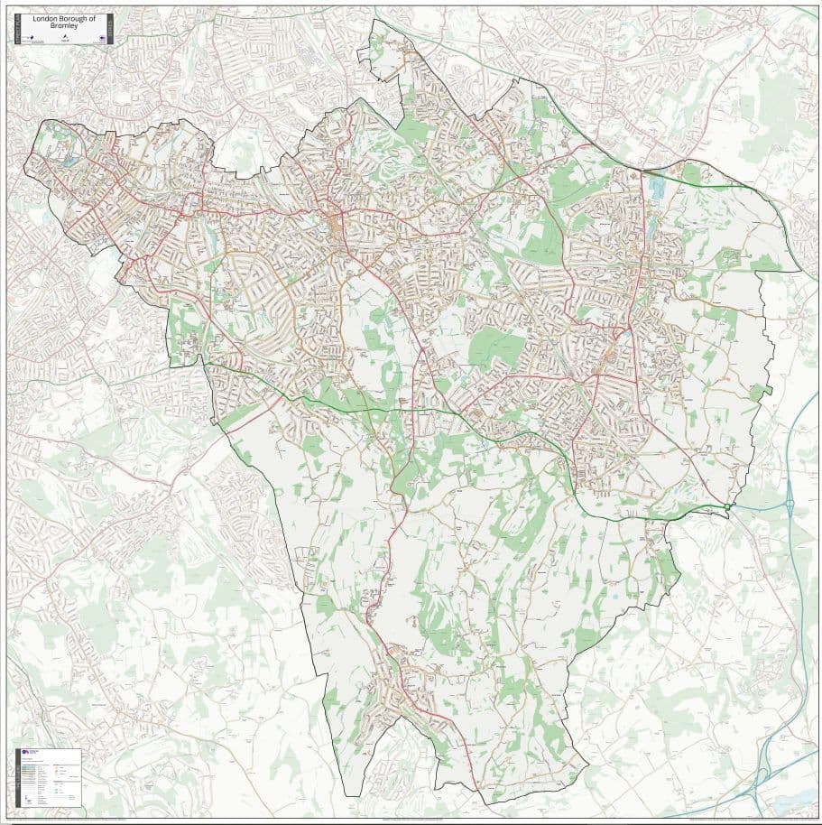 London Borough of Bromley - Street Map - Large
