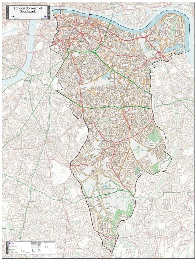 London Borough of Southwark - Street Map