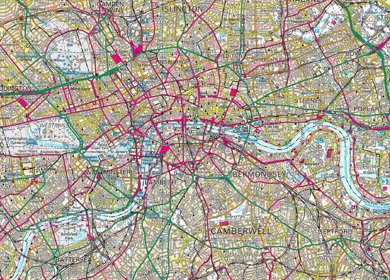 London Ordnance Survey 1 50 000 - Wall Map