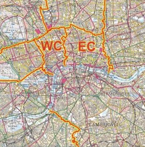 London Postcode Area Wall Map