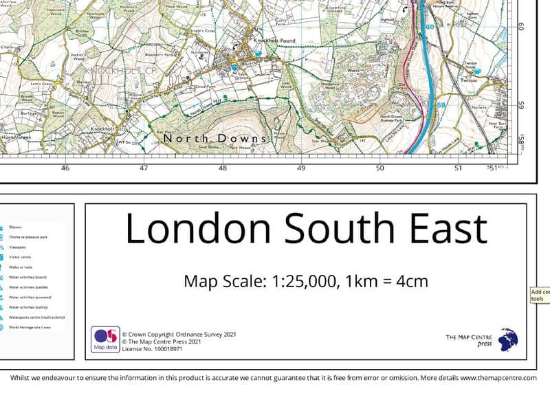 London - South East Ordnance Survey 1 25 000 - Wall Map