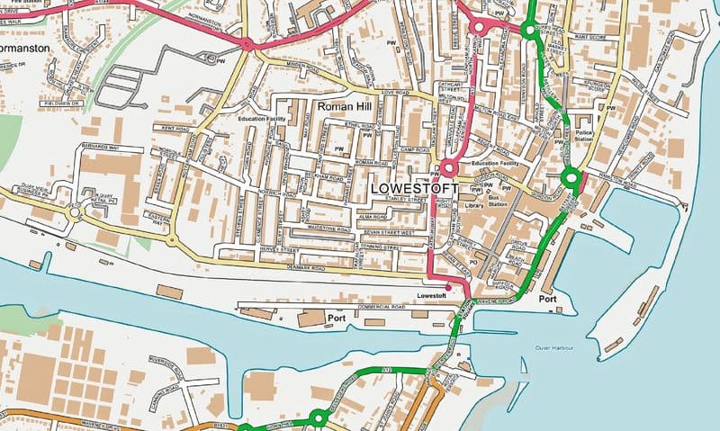 Lowestoft Street Map 2021
