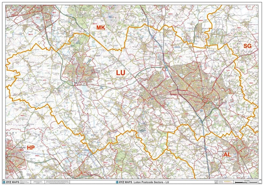 Luton - LU - Postcode Sector Wall Map