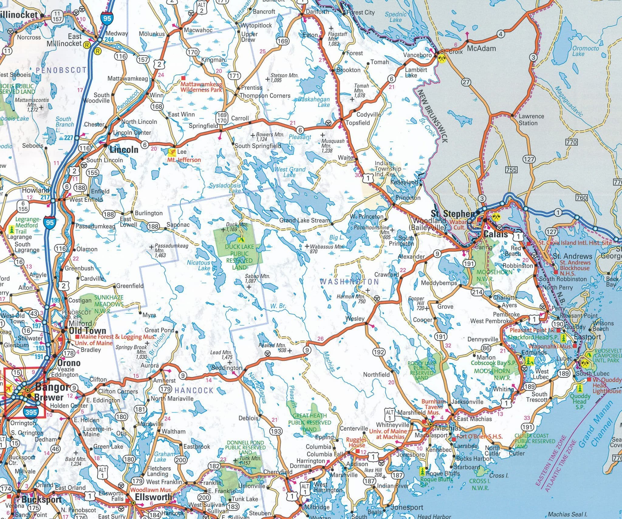 Large Detailed Roads And Highways Map Of Maine State With National