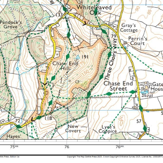 Malvern Hills - Wall Map - 1 10 000 - 2025