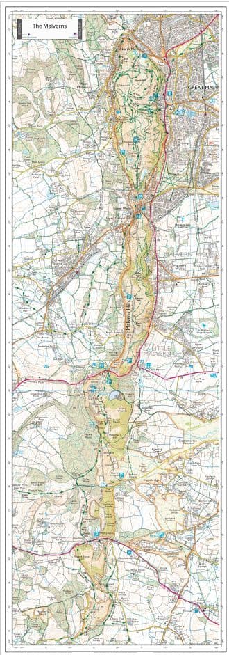 Malvern Hills - Wall Map - 1 10 000 - 2025