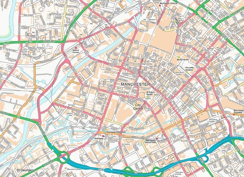 Manchester incl Salford Street Map 2021