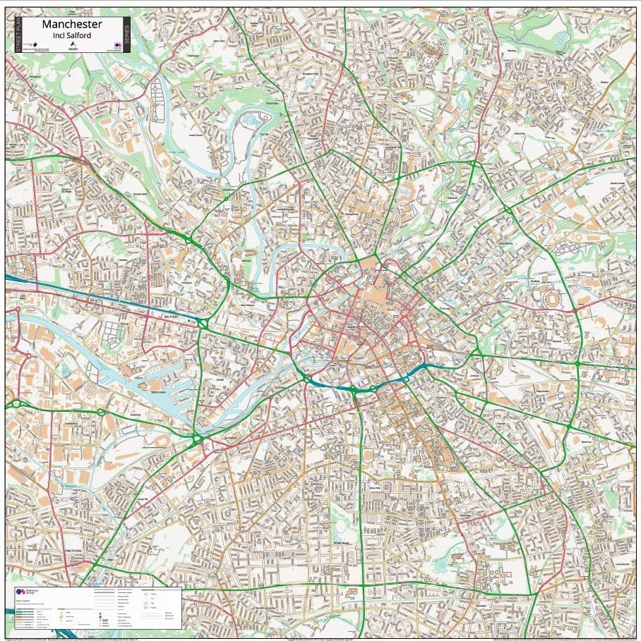 Manchester incl Salford Street Map 2021
