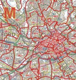 Manchester - M - Postcode Sector Wall Map