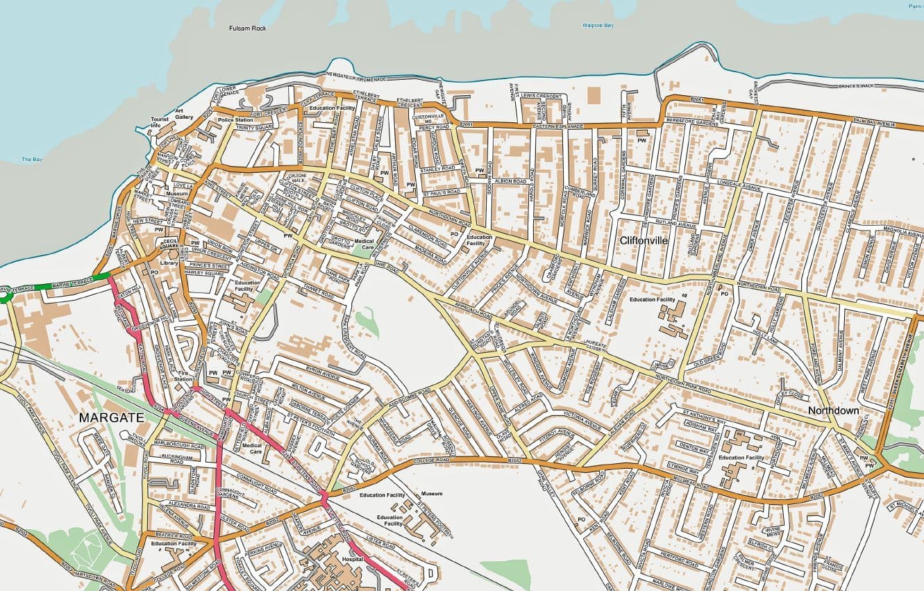 Margate Broadstairs & Ramsgate Street Map 2021