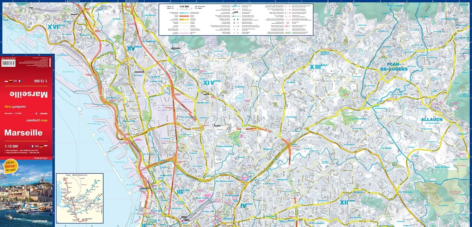 Marseille - Laminated Street Plan - Comfort