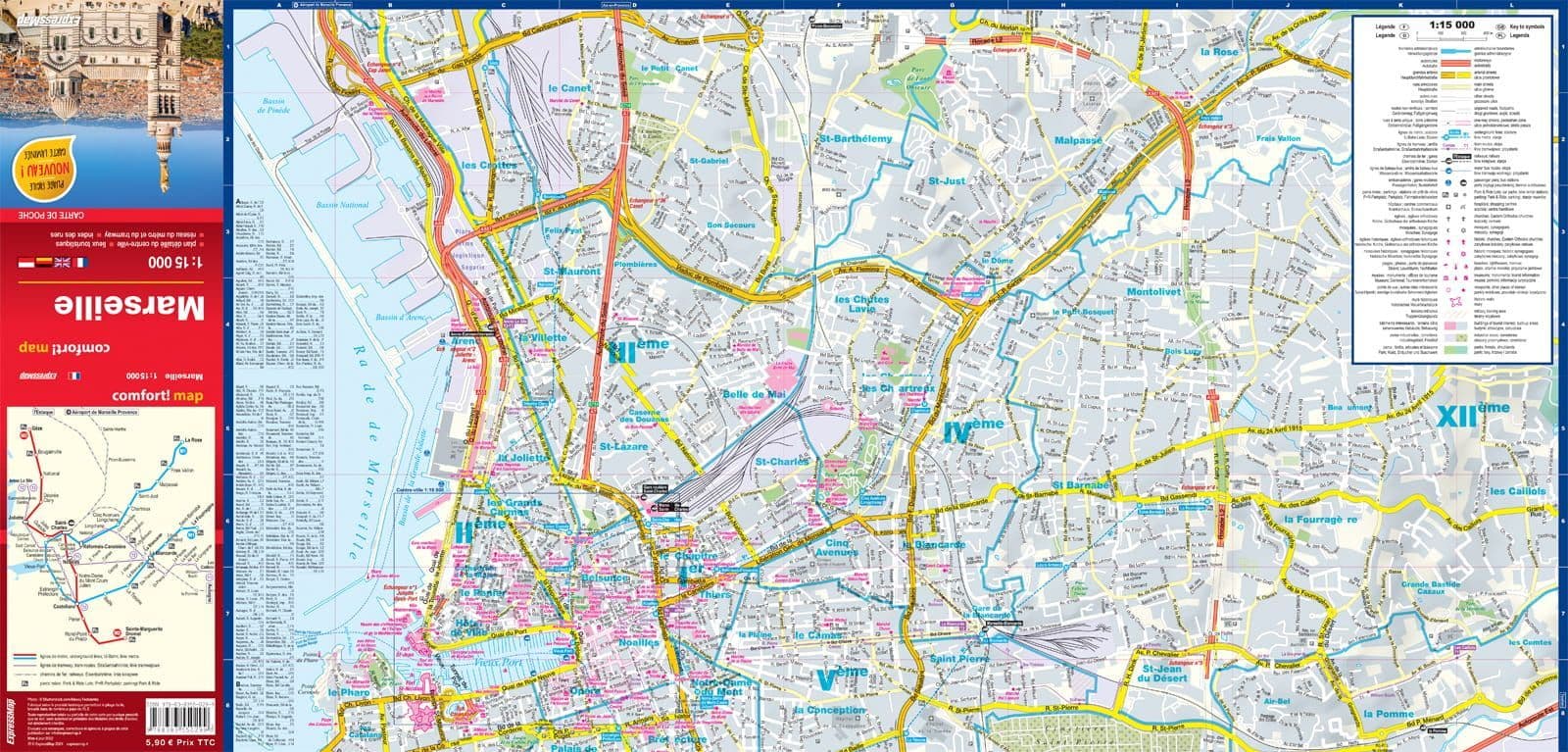 Marseille Street Map Pocket Size - Comfort