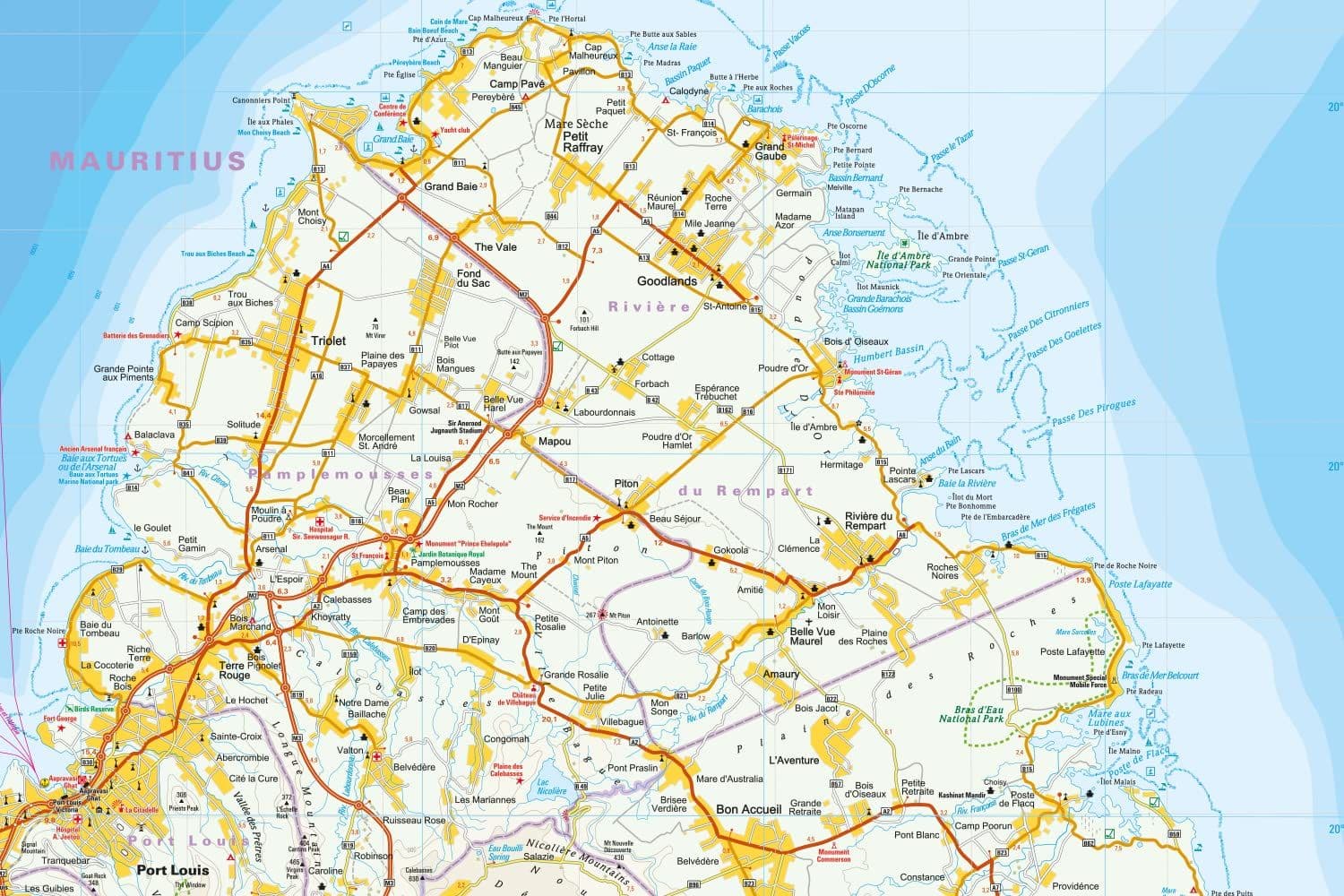 Mauritius Reunion & Rodrigues Road Map - Reise