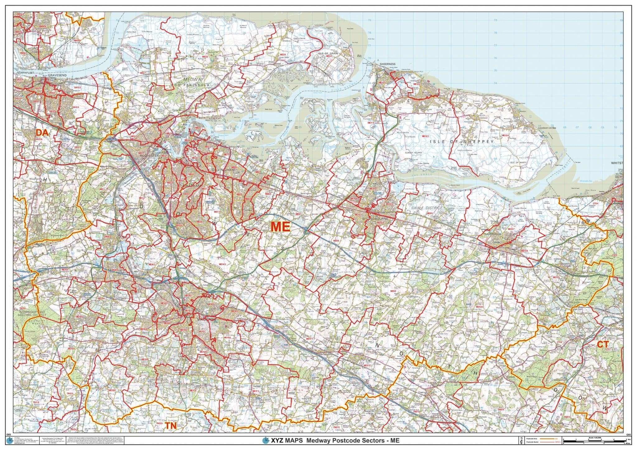 Medway - ME - Postcode Sector Wall Map