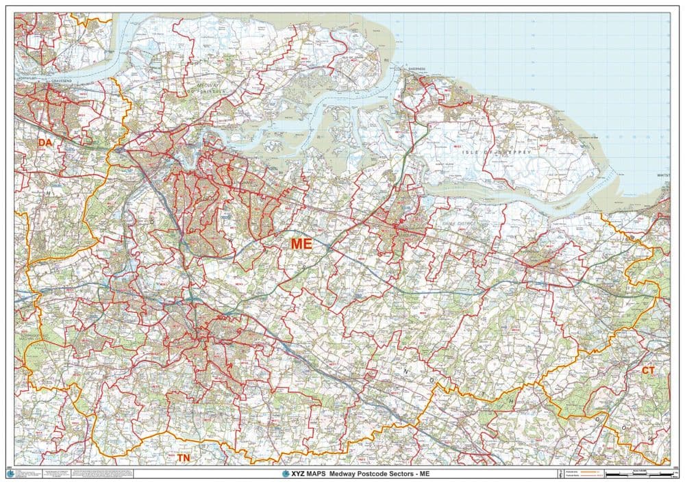 Medway - ME - Postcode Sector Wall Map