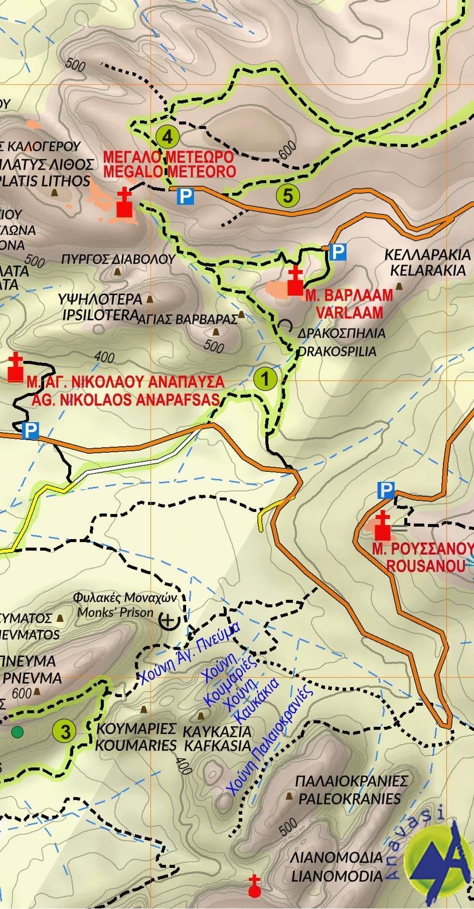 Meteora 3D - Anavasi Hiking Map - 1 10 000 4 21