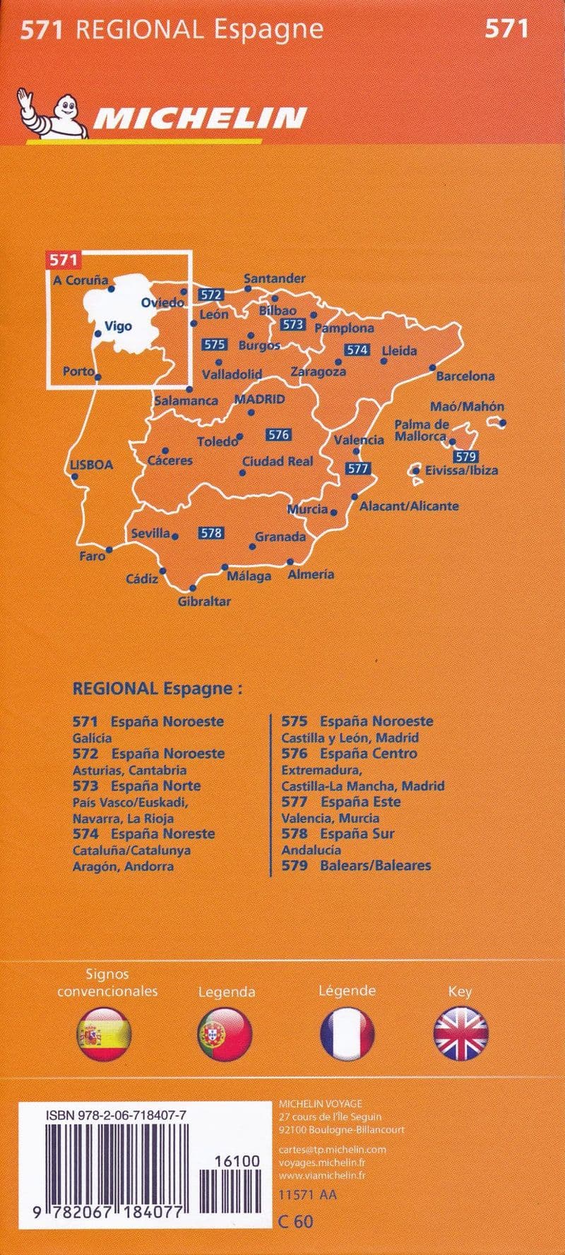 Michelin 571 - Spain North West - Galicia - Michelin Regional Map