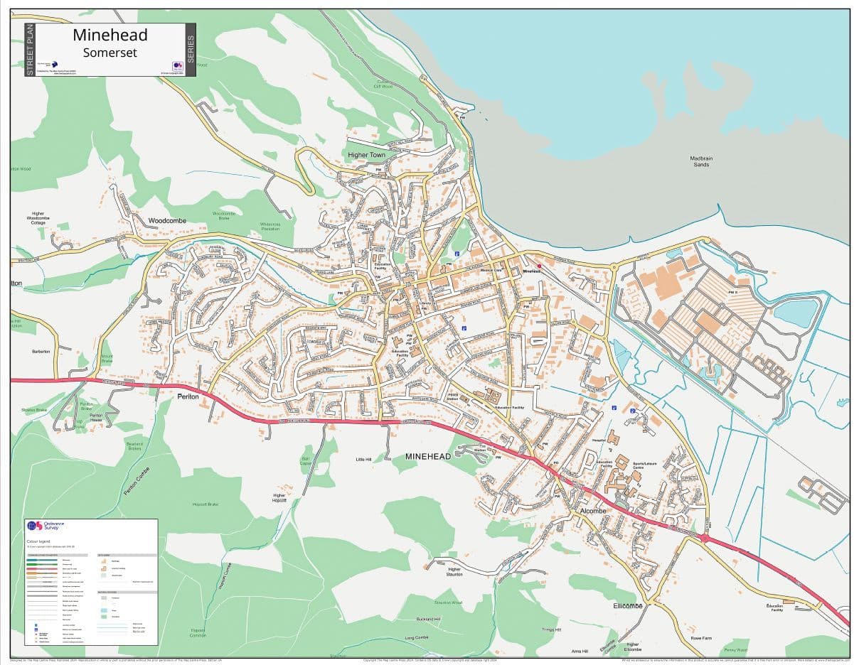 Minehead Street Map - 2024