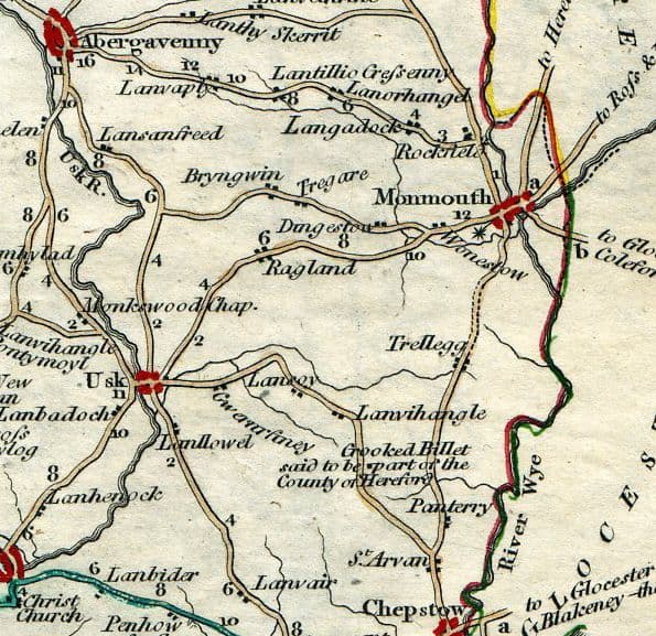 Monmouthshire County Map by John Cary 1790 - Reproduction