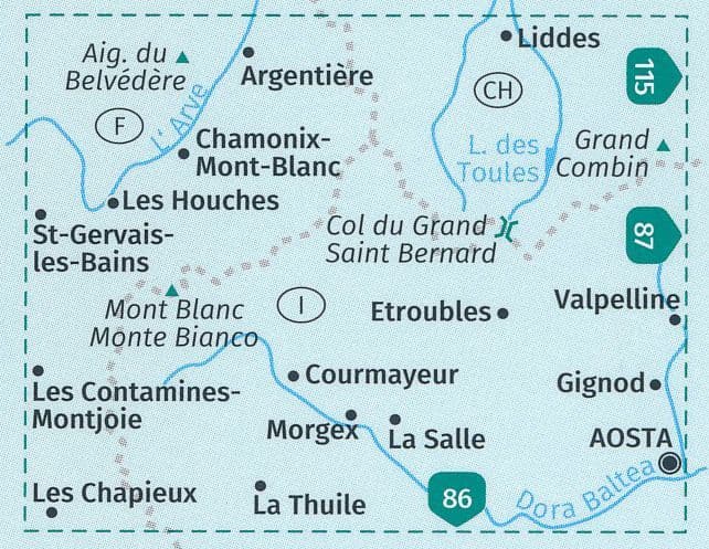 Mont Blanc - Hiking Map - Kompass 85