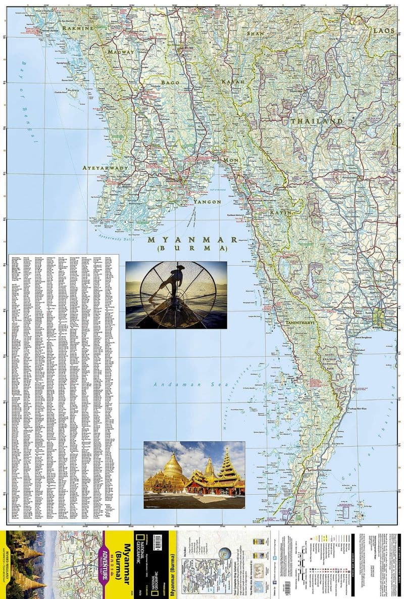 Myanmar Burma Adventure Map - National Geographic