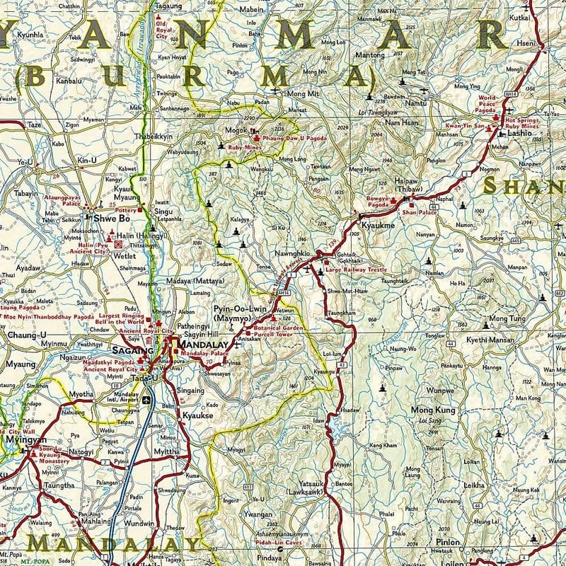 Myanmar Burma Adventure Map - National Geographic