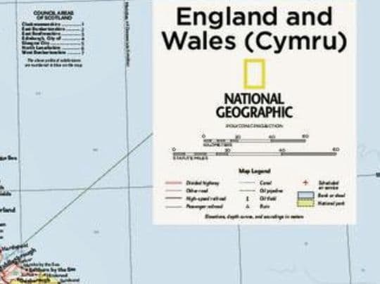 National Geographic Wall Map of England & Wales Cymru - Pub 2015