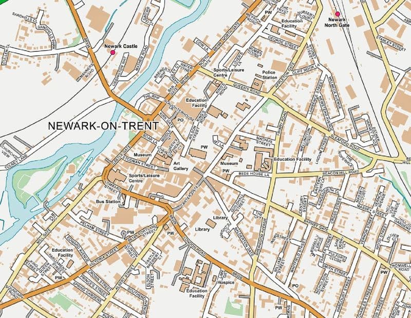 Newark on Trent Street Map