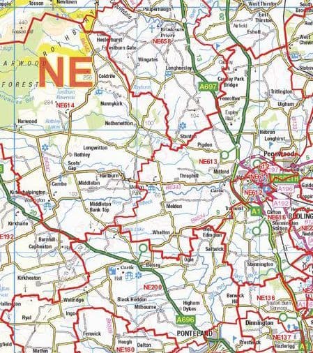 Newcastle - NE - Postcode Sector Wall Map