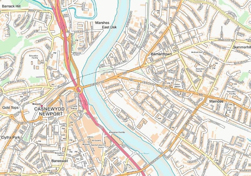 Newport - Wales Street Map