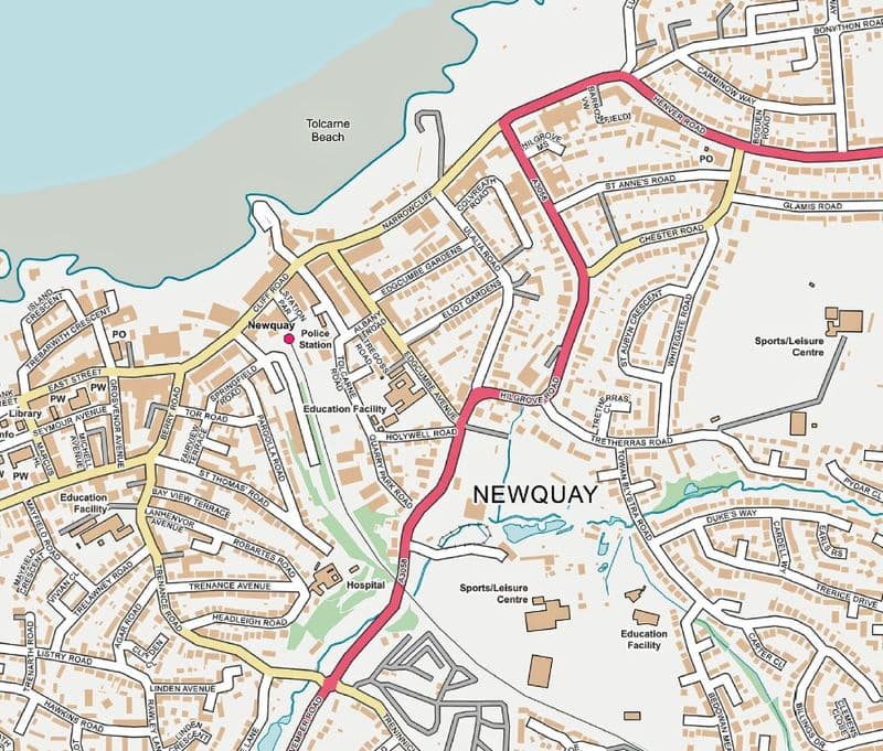 Newquay Cornwall Street Map