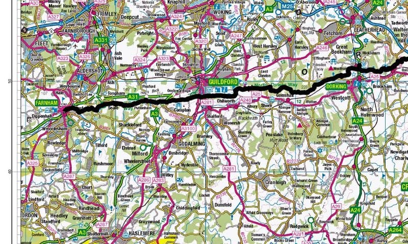 North Downs Way - Wall Map
